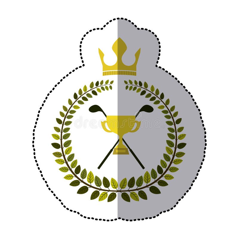 Middle Shadow Sticker Colorful with Olive Crown with Trophy Cup and ...