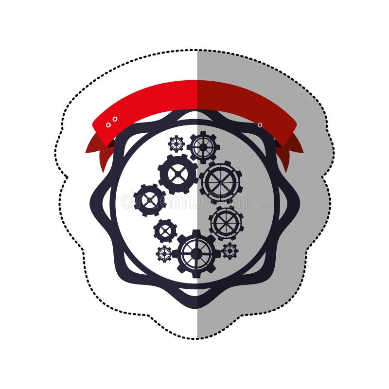 Middle Shadow Sticker with Gear Wheel between Circular Shapes and ...