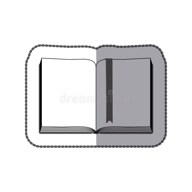 Middle Shadow Sticker Grayscale with Open Book with Ribbon in Blank ...