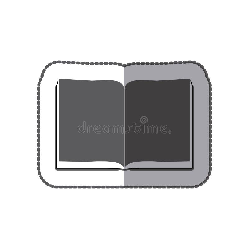 Middle Shadow Sticker Grayscale with Open Book with Sheets Gray Color ...