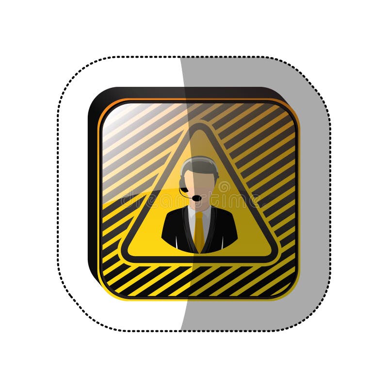 Middle Shadow Sticker in Yellow Square with Call Center Operator Stock ...