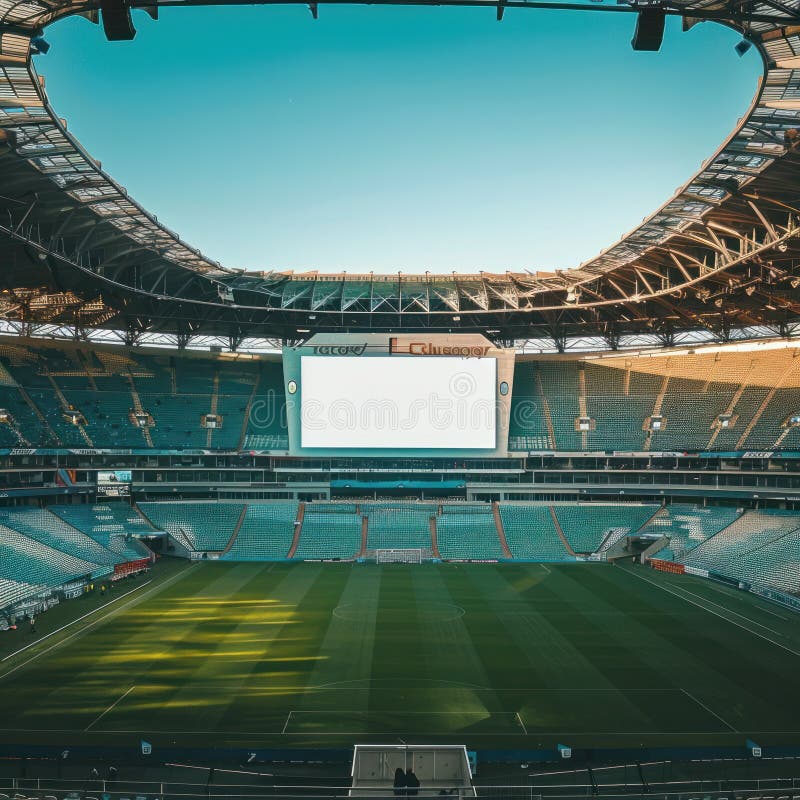 Focus Shot of Blank White Screen Inside Stadium with Clear Sky for ...