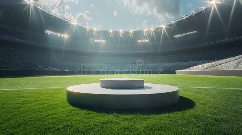 In the Middle of a Stadium Sits a Podium, Encircled by Empty Seats and ...