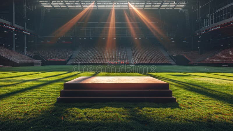 In the Middle of a Stadium Sits a Podium, Encircled by Empty Seats and ...