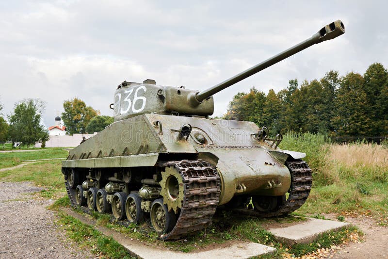 Middle Tank Army USA M4 Sherman Stock Image - Image of landscape ...