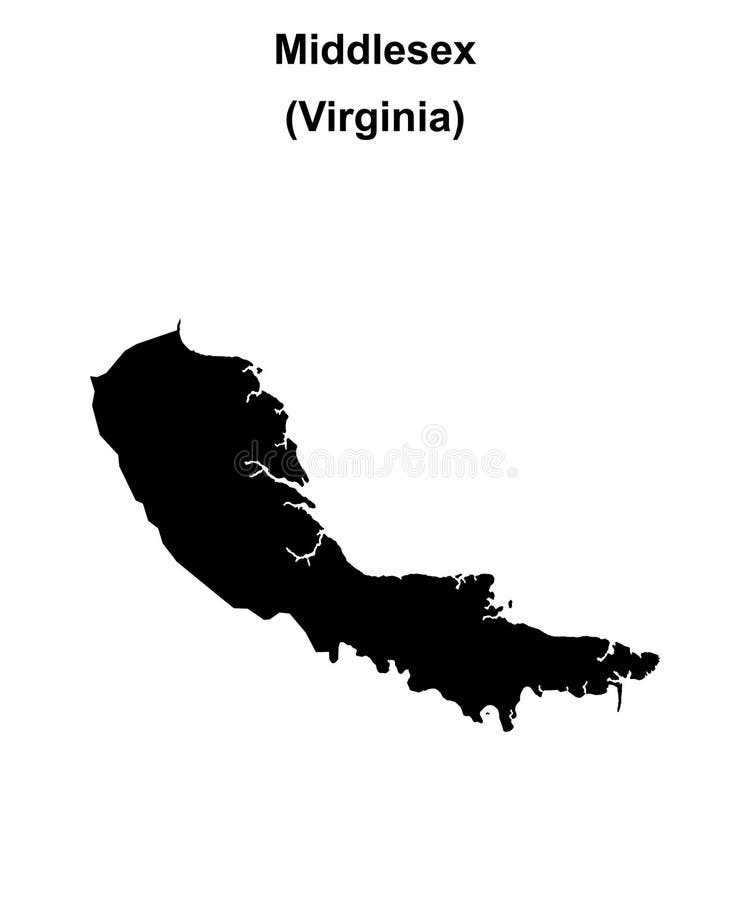 Middlesex outline map stock vector. Illustration of virginia - 361872513
