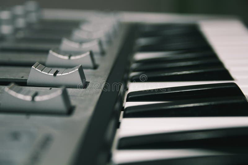Midi keyboard close-up stock image. Image of instrument - 89588167