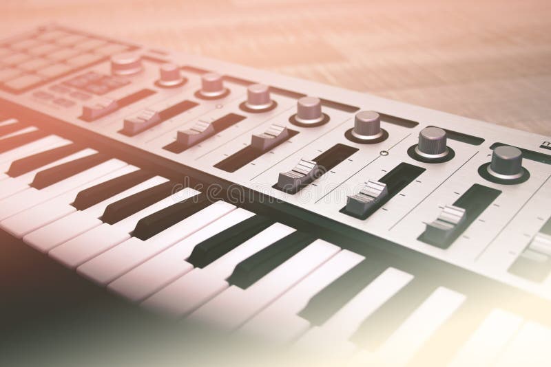 Midi keyboard close-up stock image. Image of creativity - 89729453