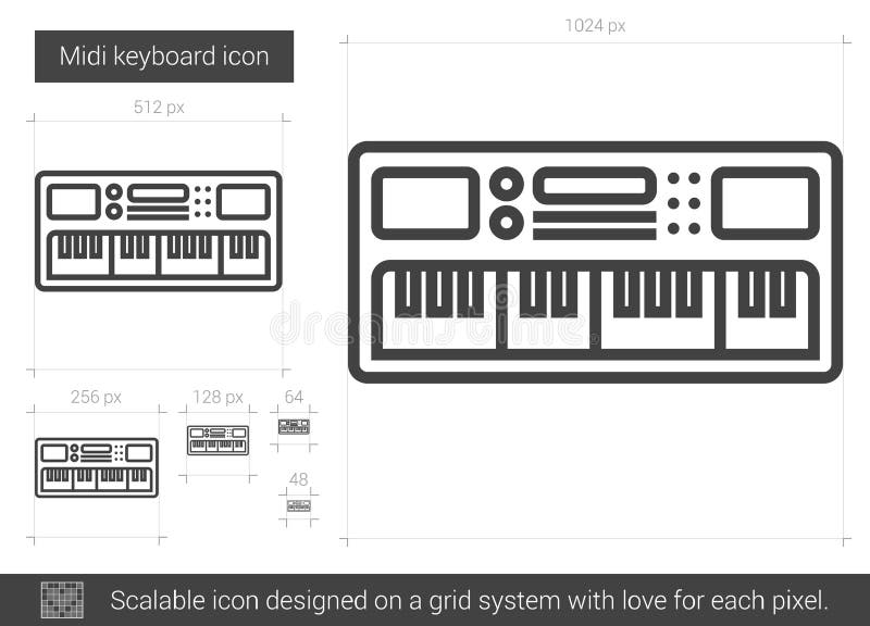 Midi keyboard line icon. stock vector. Illustration of midi - 80686699