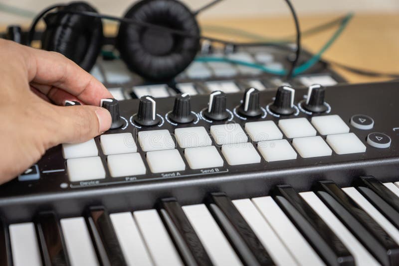 MIDI Keyboard Synthesizer Piano Keys Closeup for Electronic Music ... MIDI Keyboard Synthesizer Piano Keys Closeup for Electronic Music ...