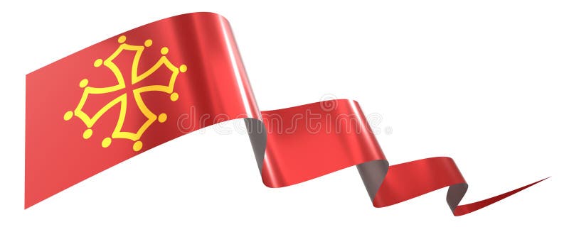 Midi-Pyrenees Flag - Wavy Ribbon - 3D Illustration Stock Illustration ...
