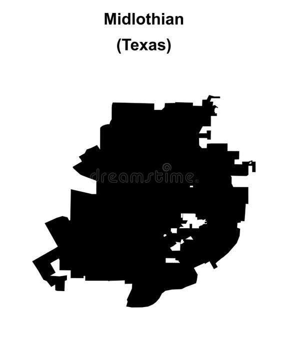 Midlothian outline map stock vector. Illustration of silhouette - 357647543