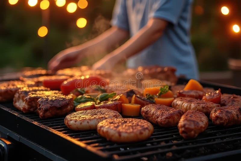 Midnight BBQ Sizzle and Grilling Delights Stock Illustration ...