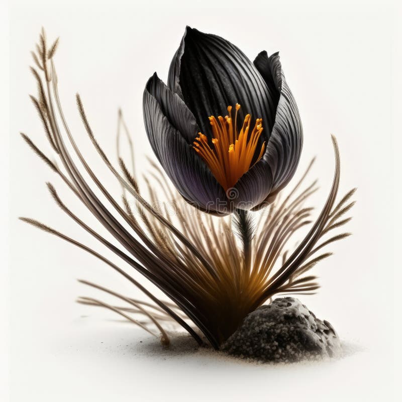 Midnight Bloom: the Enchanting Black Crocus Stock Illustration ...