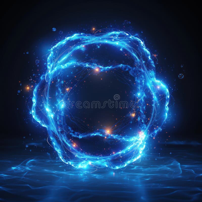 Midnight Blue Circle of Shiny Glowing Dust Spots, Clear Magic Effect ...