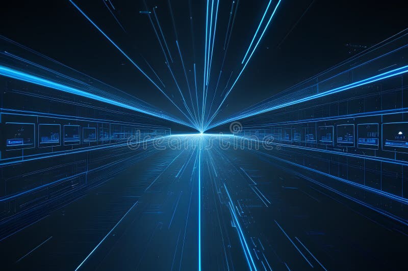 A Midnight Blue Digital Landscape, Illuminated by Neon Grids and ...