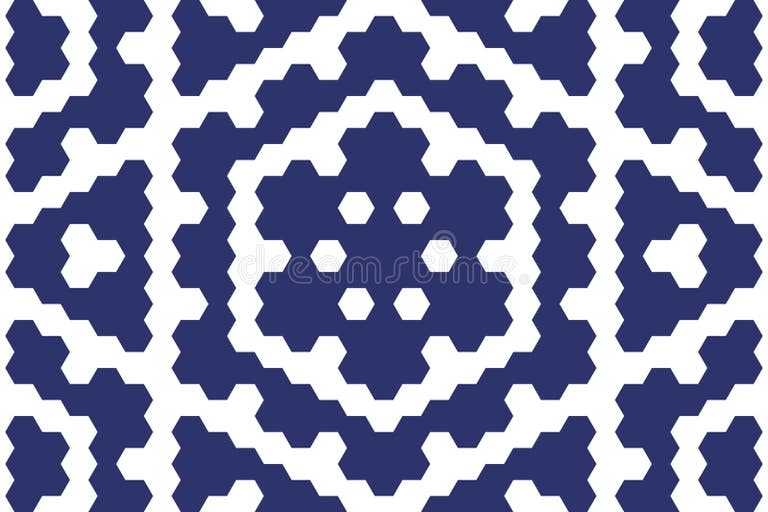 Midnight Blue Geometric Hexagon Pattern, Featuring Interconnected ...