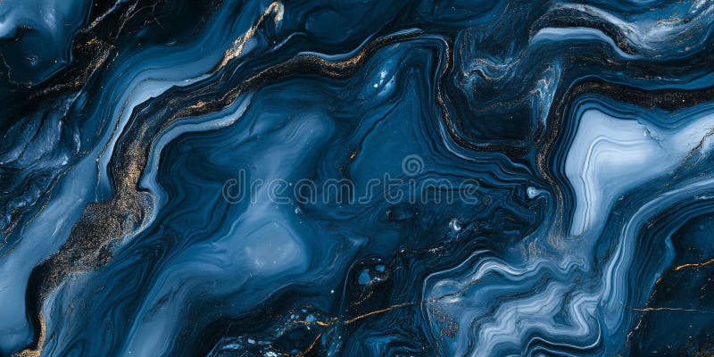 Midnight Blue Marble Background Silver Streaks Cosmic Depth Shimmering ...