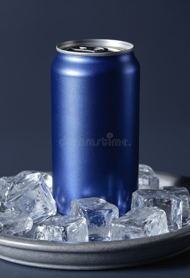 Midnight Blue Soft Drink Can with Smooth Texture and No Branding Stock ...