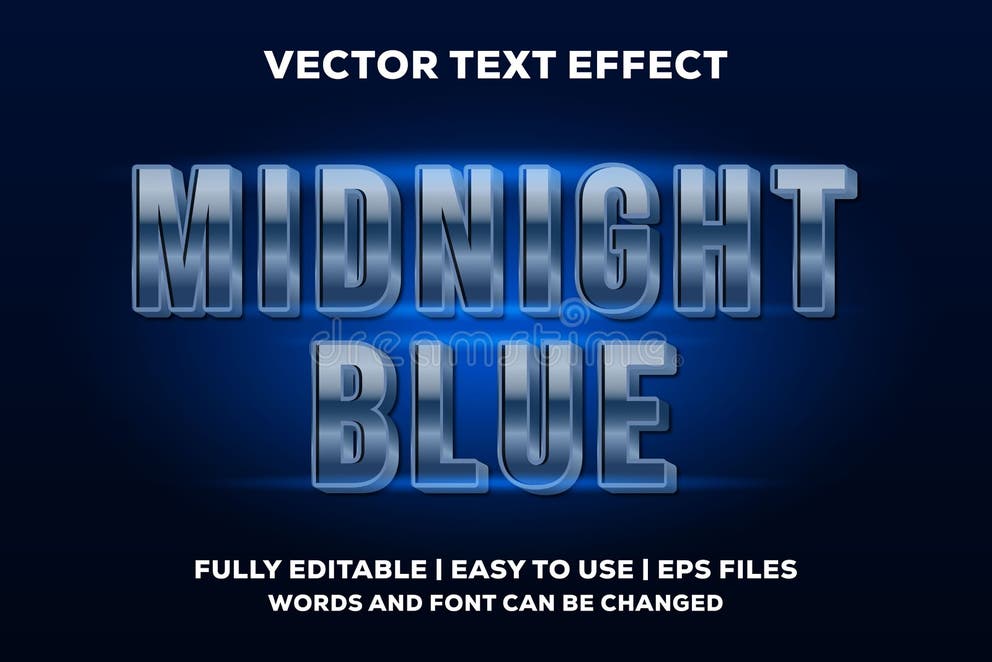 Midnight Blue Vector Text Effect Stock Vector - Illustration of ...