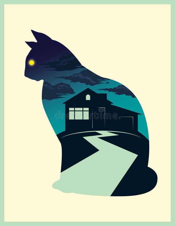 Midnight Cat Vector Illustration Stock Vector - Illustration of style ...