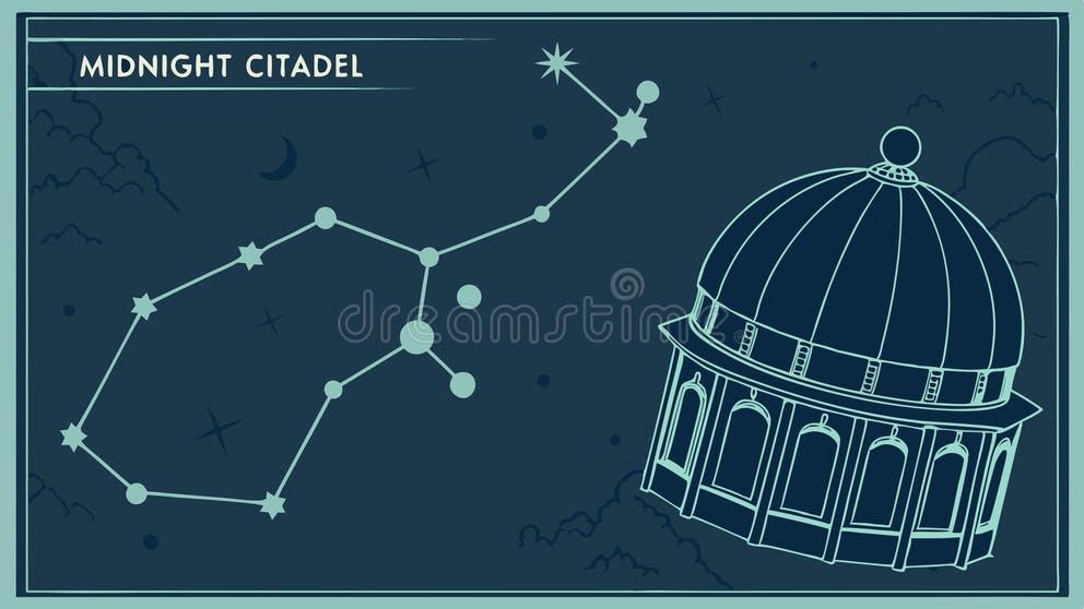 Midnight Citadel Ornate Structure with Cosmic Patterns, Celestial ...