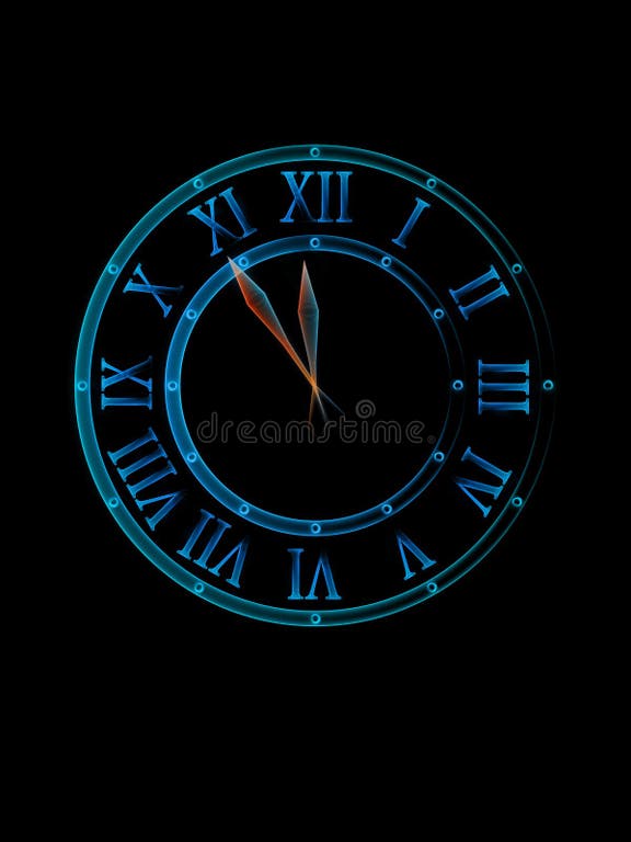 Midnight clock stock illustration. Illustration of glow - 14537259