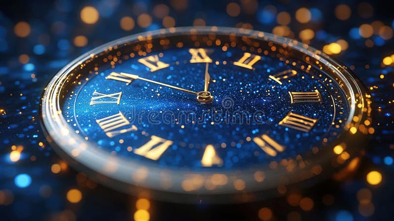 Midnight Clock Glittering New Year's Eve Festive Background Time ...