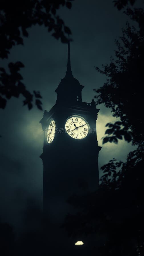 Midnight at the Clock Tower a Vintage Scene of Mystery and the Passage ...