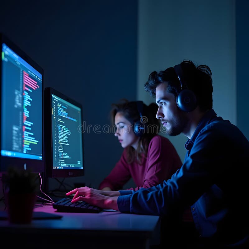 Midnight Coding: a Technicolor Scene of Innovation and Focus Stock ...