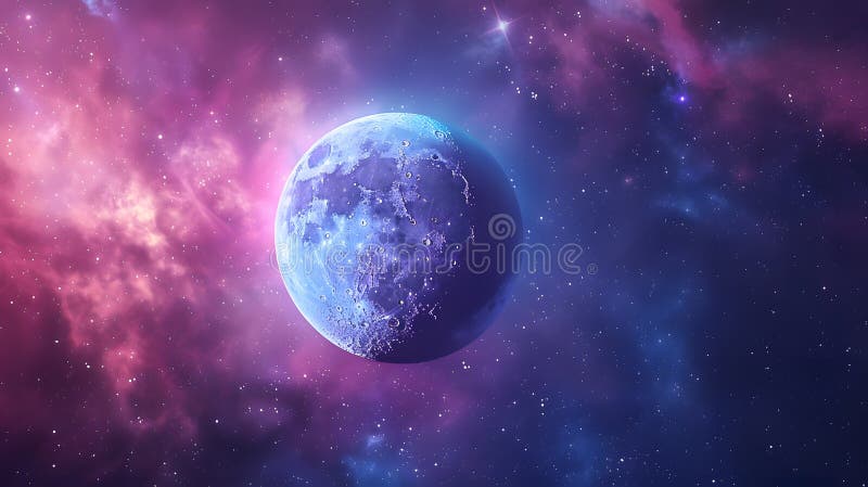 Midnight Cosmos: Abstract Science Illustration of the Moon and Twilight ...