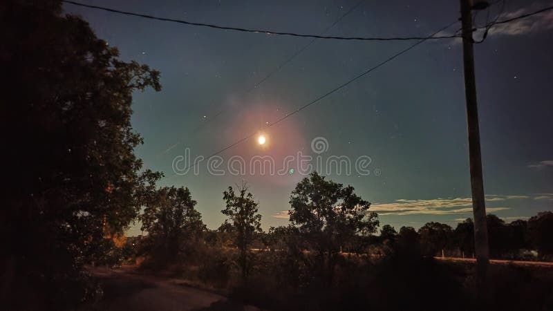 Midnight Country Sky Stars Moon Stock Photo - Image of moon, starsmoon ...