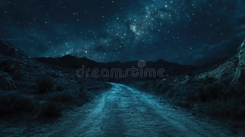 Midnight Desert Highway stock photo. Image of road, adventure - 385808662