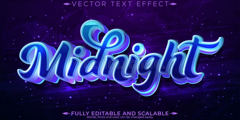 Midnight Ext Effect, Editable Dark and Neon Text Style Stock Vector ...