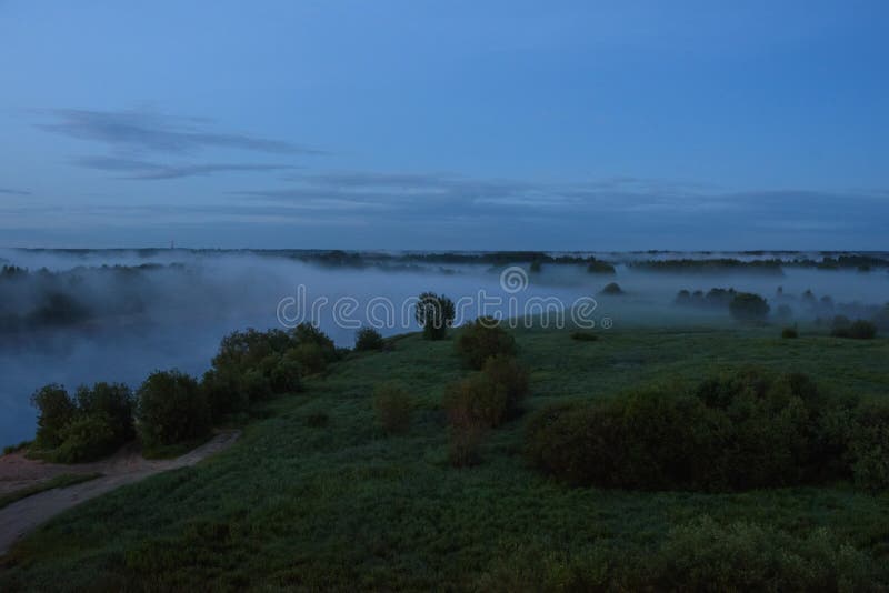 Midnight fog stock photo. Image of clouds, bush, landscape - 151737806