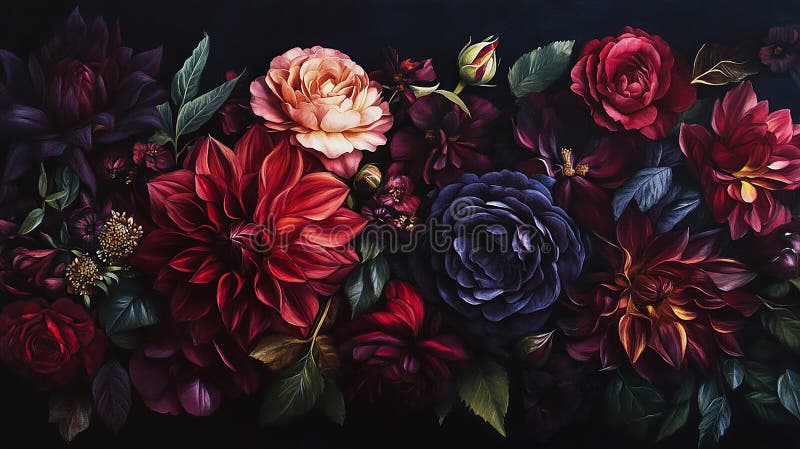 Midnight Garden: a Dramatic Floral Pattern Featuring Dark, Moody Blooms ...