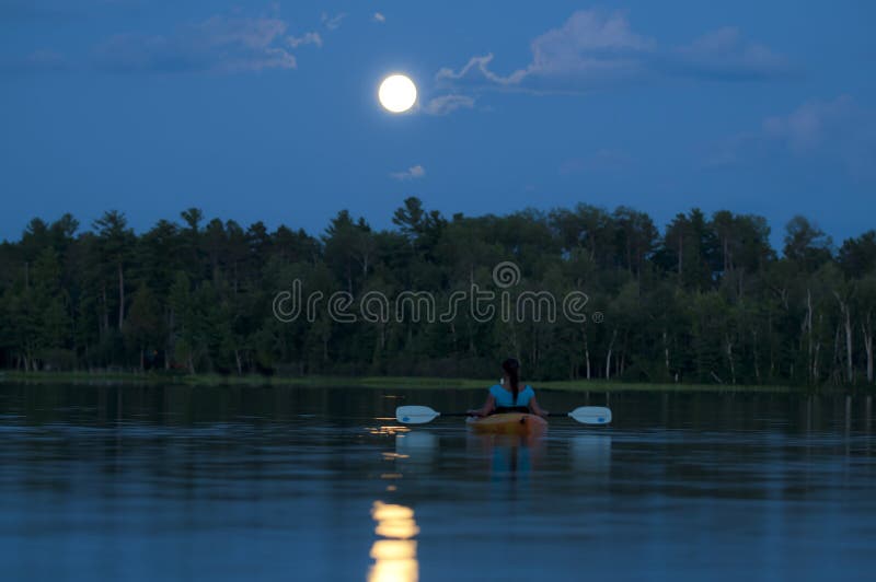 Midnight Kayaking stock image. Image of kayak, paddling - 20770397