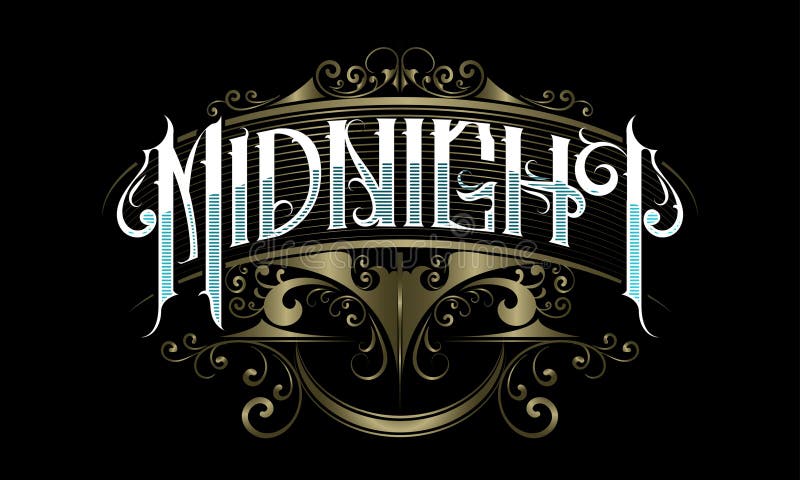 MIDNIGHT Lettering Custom Style Design Stock Vector - Illustration of ...