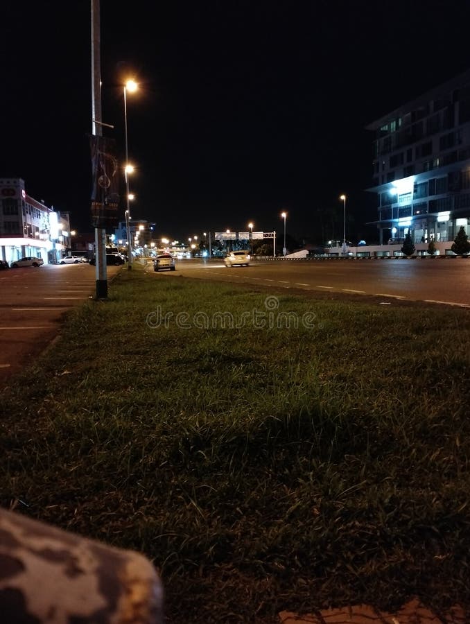 Midnight Living with the Light& X27;s on Stock Photo - Image of street ...