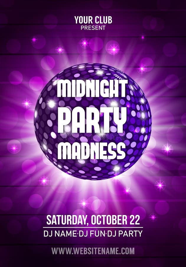 Midnight Madness Party. Template Poster. Vector Illustration Stock ...