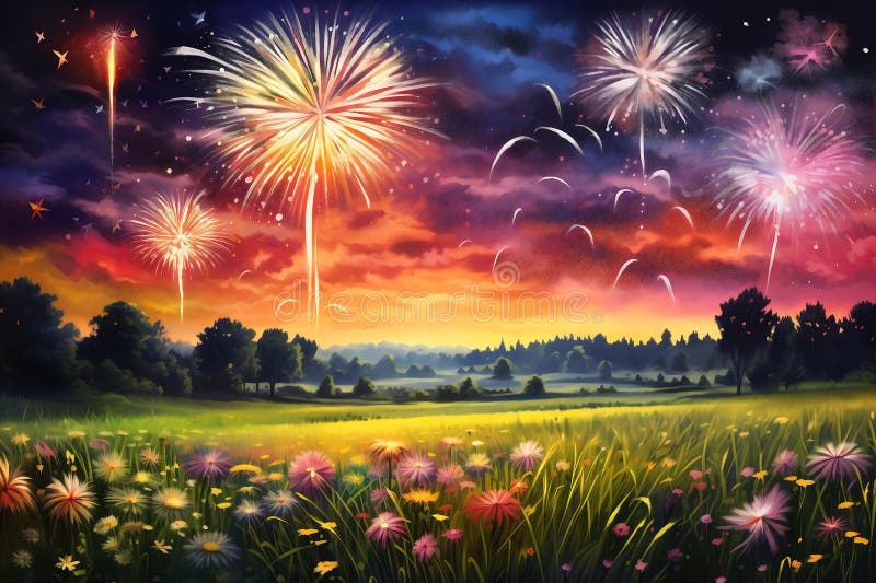 Midnight Magic: a Spectacular Fourth of July Firework Display in Stock ...