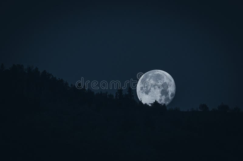 Midnight MOON Mountain Peak Stock Image - Image of forest, area: 322730523