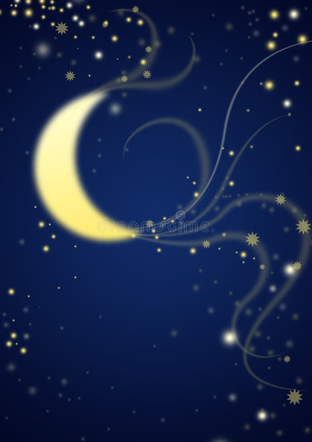 Midnight moon in stardust stock illustration. Illustration of cycle ...