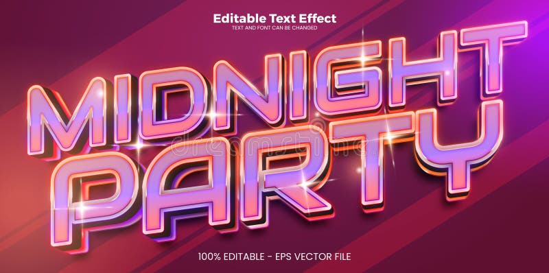 Midnight Party Editable Text Effect in Modern Trend Style Stock Vector ...
