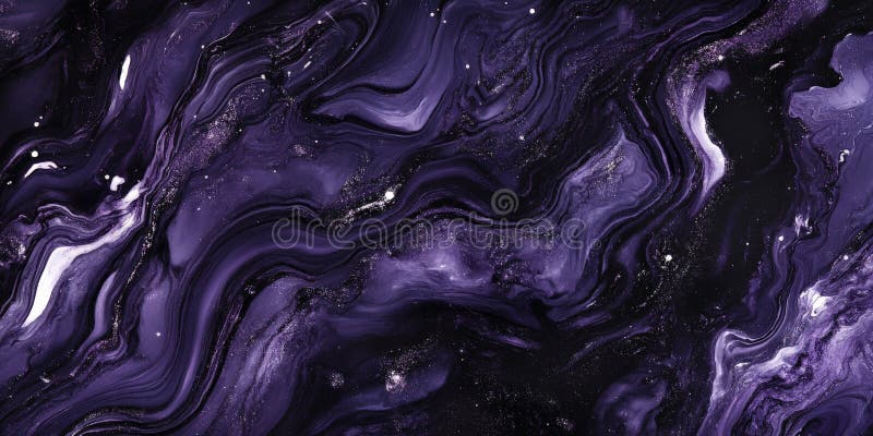 Midnight Purple Marble Background with Glowing Silver Accents, Deep ...
