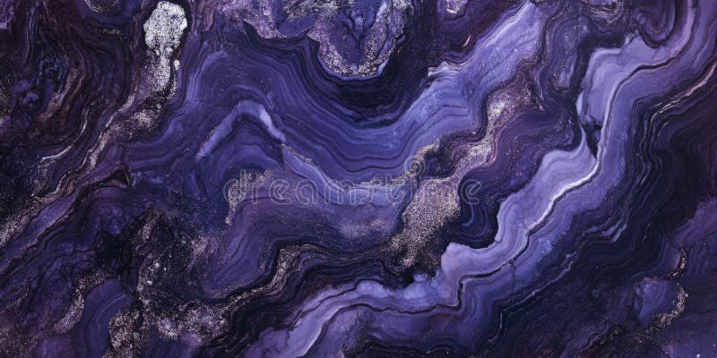 Midnight Purple Marble Background with Glowing Silver Accents, Deep ...