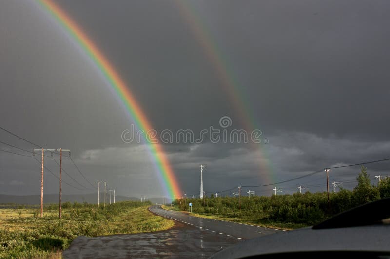 Midnight Rainbow in Lapland Stock Photo - Image of midnight, arctic ...