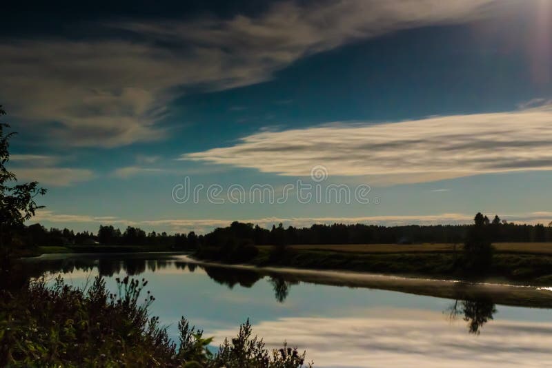 Midnight at the River stock image. Image of flow, matkaniva - 58697885