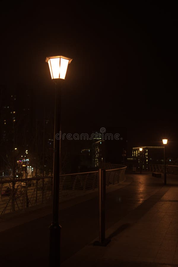 Midnight road stock image. Image of night, railings - 108176643