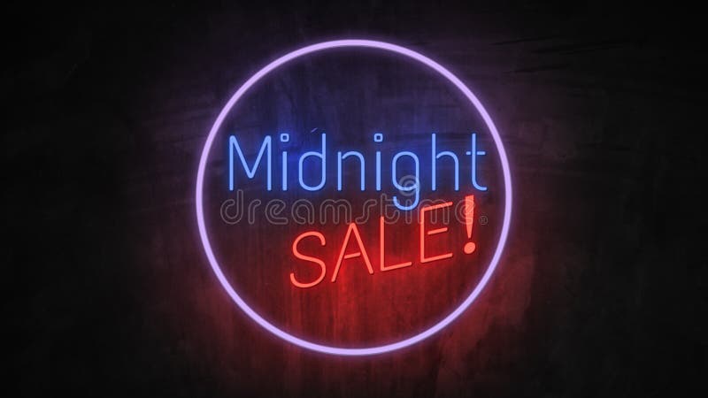 MIDNIGHT SALE Neon Light on Wall. Sale Banner Blinking Neon Sign Style ...